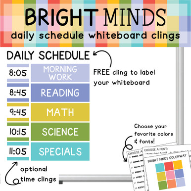 Bright Minds Daily Schedule Whiteboard Clings