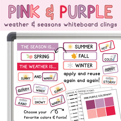 Pink and Purple Weather and Seasons Whiteboard Clings