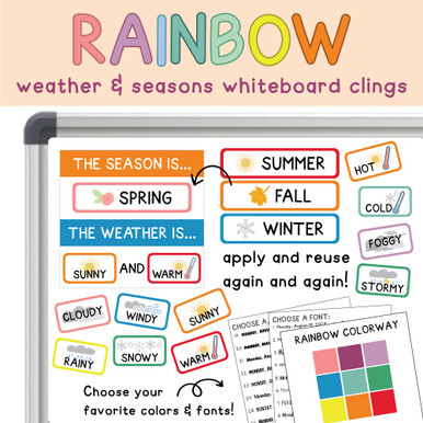 Rainbow Weather and Seasons Whiteboard Clings