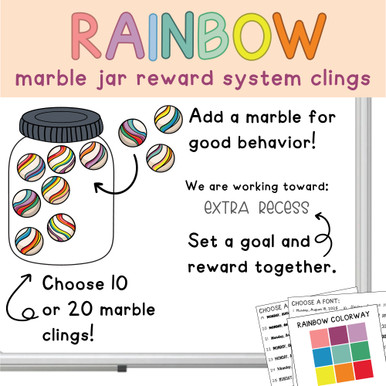 Rainbow Marble Jar Classroom Reward System Whiteboard Clings