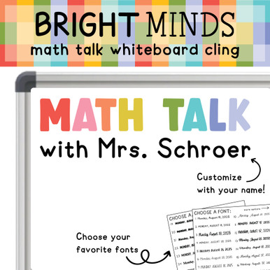 Bright Minds Math Talk Whiteboard Cling