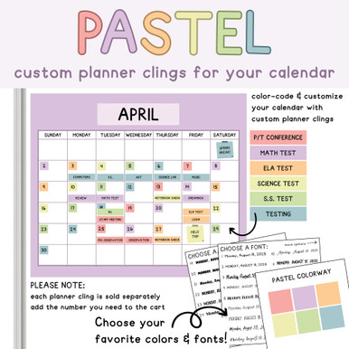 Pastel Custom Planner Clings – Calendar Labels for Classroom Clarity