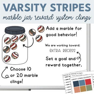 Varsity Stripes Marble Jar Classroom Reward System Whiteboard Clings