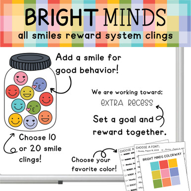 Bright Minds All Smiles Incentive Jar Classroom Reward System Clings ...