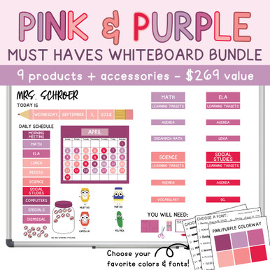 Pink and Purple Must Haves Whiteboard Bundle - Full Whiteboard