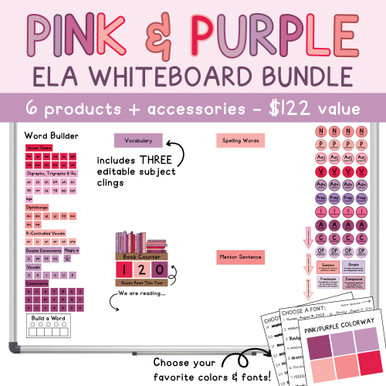 Pink and Purple ELA Whiteboard Bundle