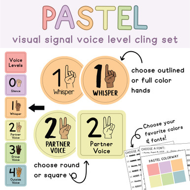 Pastel Visual Signal Voice Level Whiteboard Cling Set