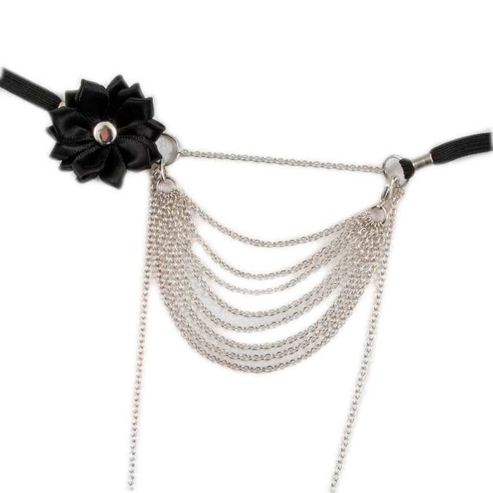 Sylvie Monthule Women's Silver Strings of Love G-String with Flower ...