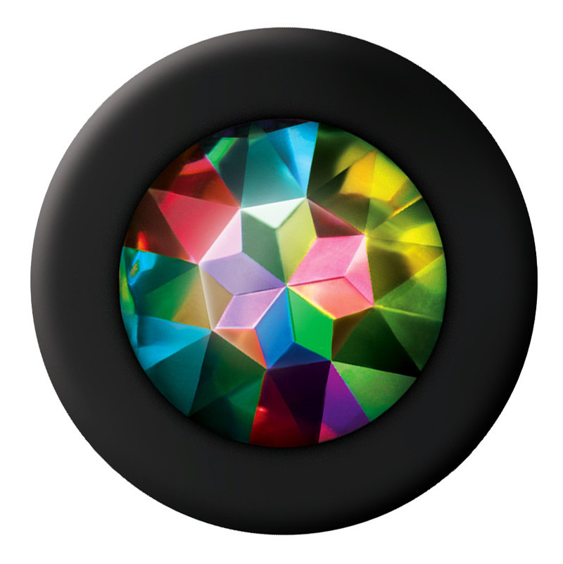 Buy the Glams Mini Rainbow Gem Jeweled Black Silicone Butt Plug - NS ...