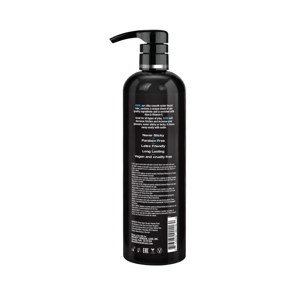 Wicked Sensual Care Aqua Water-Based Lubricant 16 oz Fragrance Free ...