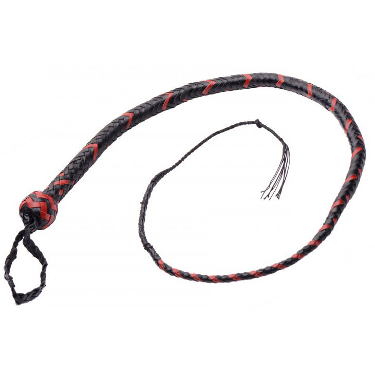 Strict Leather 12 Plait 4 Foot Premium Red & Black Leather SnakeWhip ...