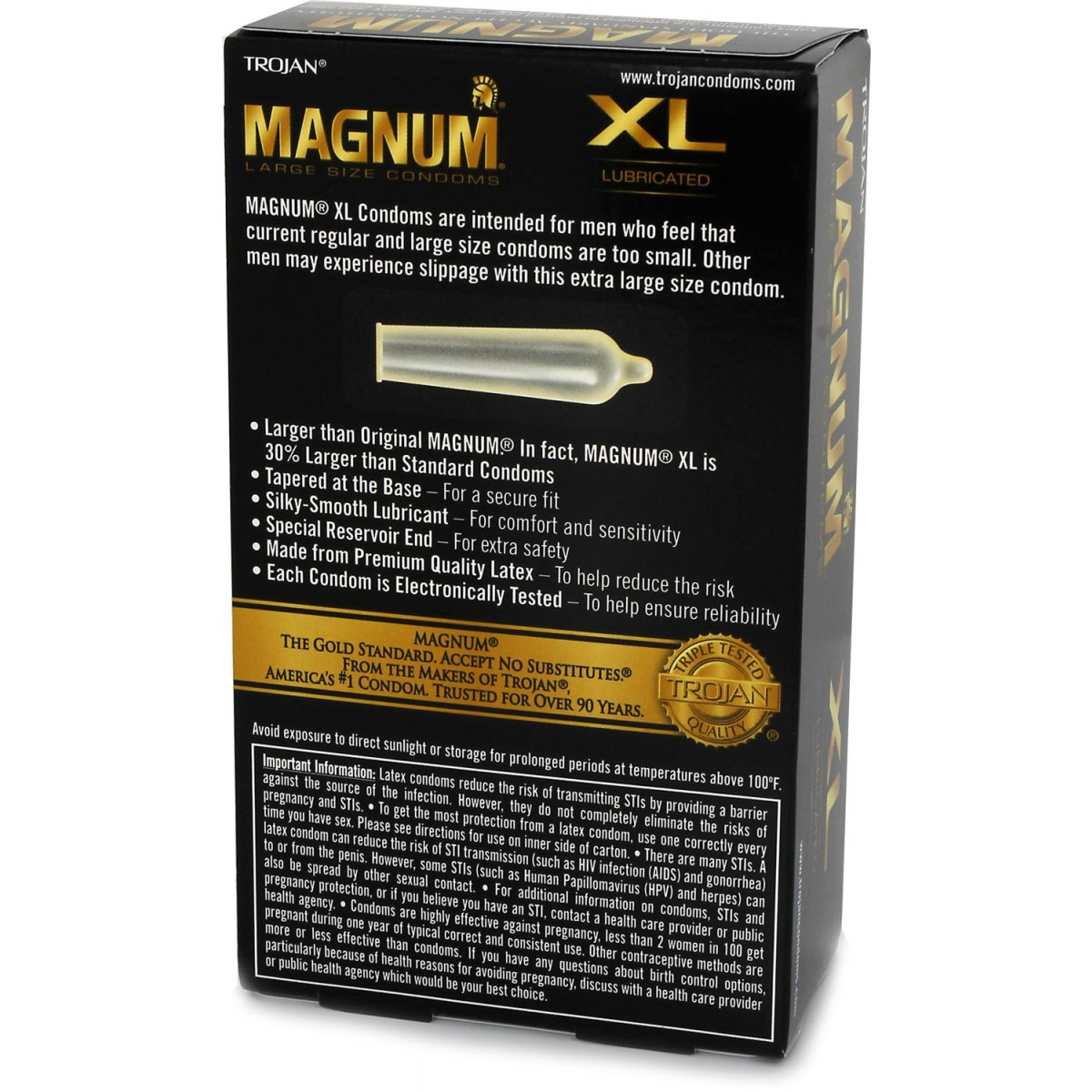 Trojan Magnum XL Lubricated Condoms 12 Pack - Dallas Novelty - Online ...