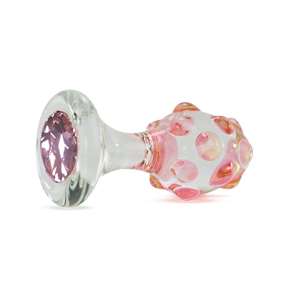 Crystal Delights Small Flower Glass Short Stem Butt Plug with ...