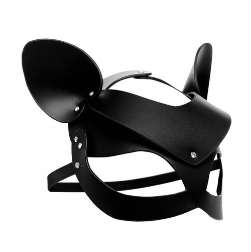 Buy the Bad Kitten Adjustable Black Leather Cat Mask animal role play ...