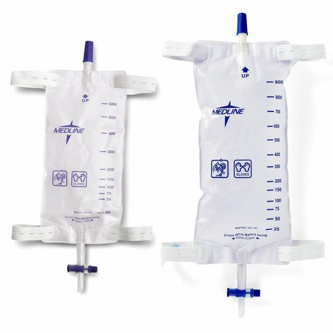 Medline - Urinary Drainage Leg Bag with Straps (Slide-Tap Valve)
