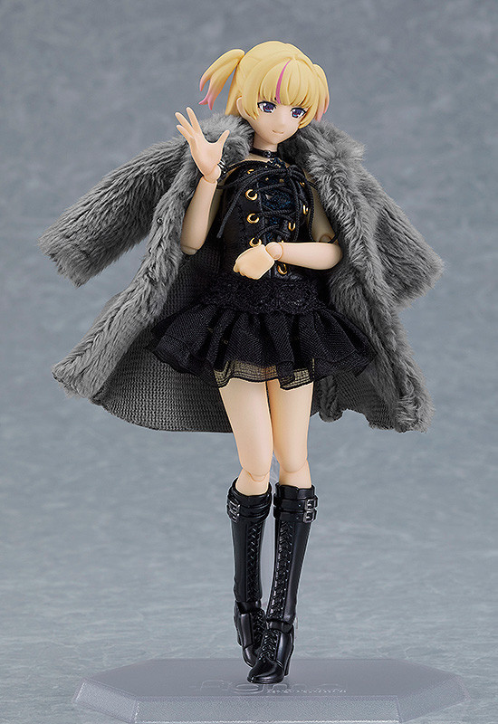 figma Female Body (Yuki) with Black Corset Dress + Fur Coat Outfit ...