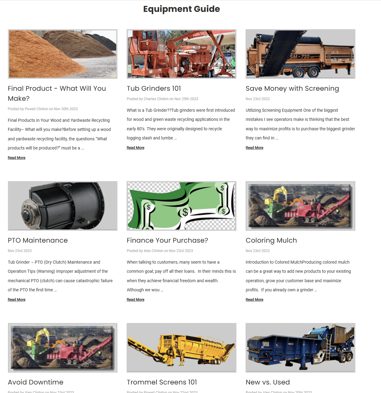 Equipment & Parts Guide - Earthsaver Parts