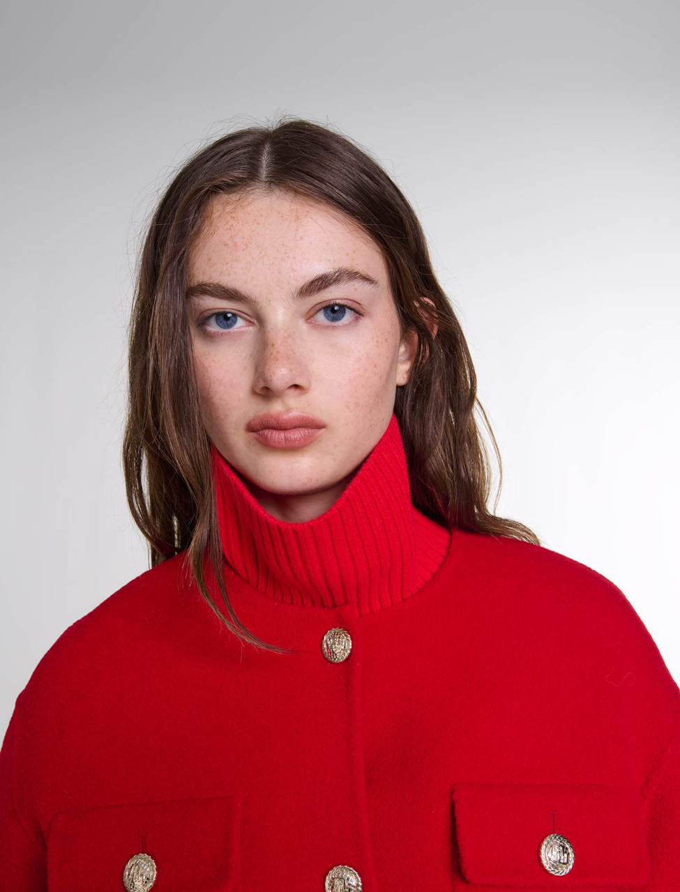 Belted short coat Red | Maje