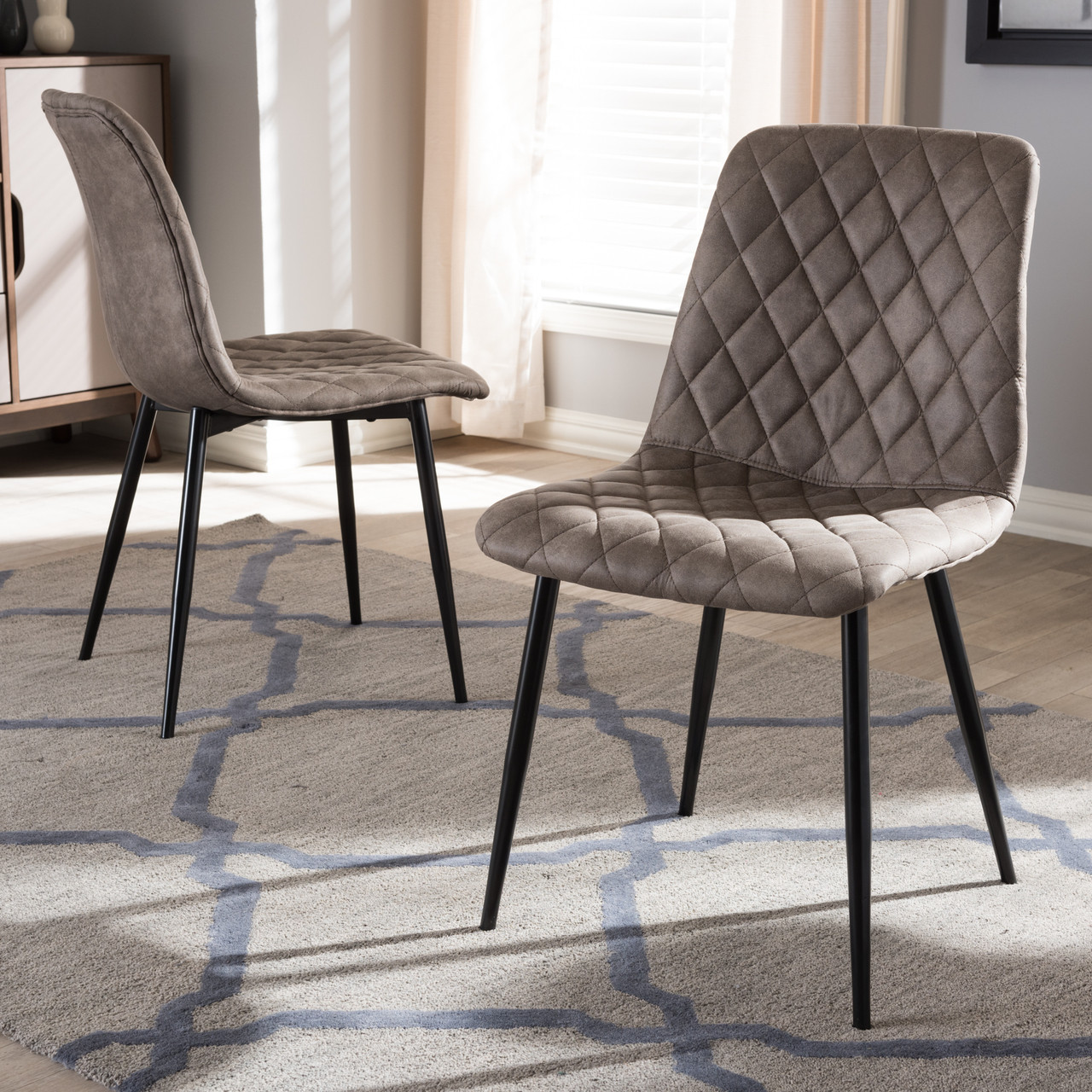 Baxton Studio Roberta Mid-Century Modern Light Brown Fabric Upholstered ...