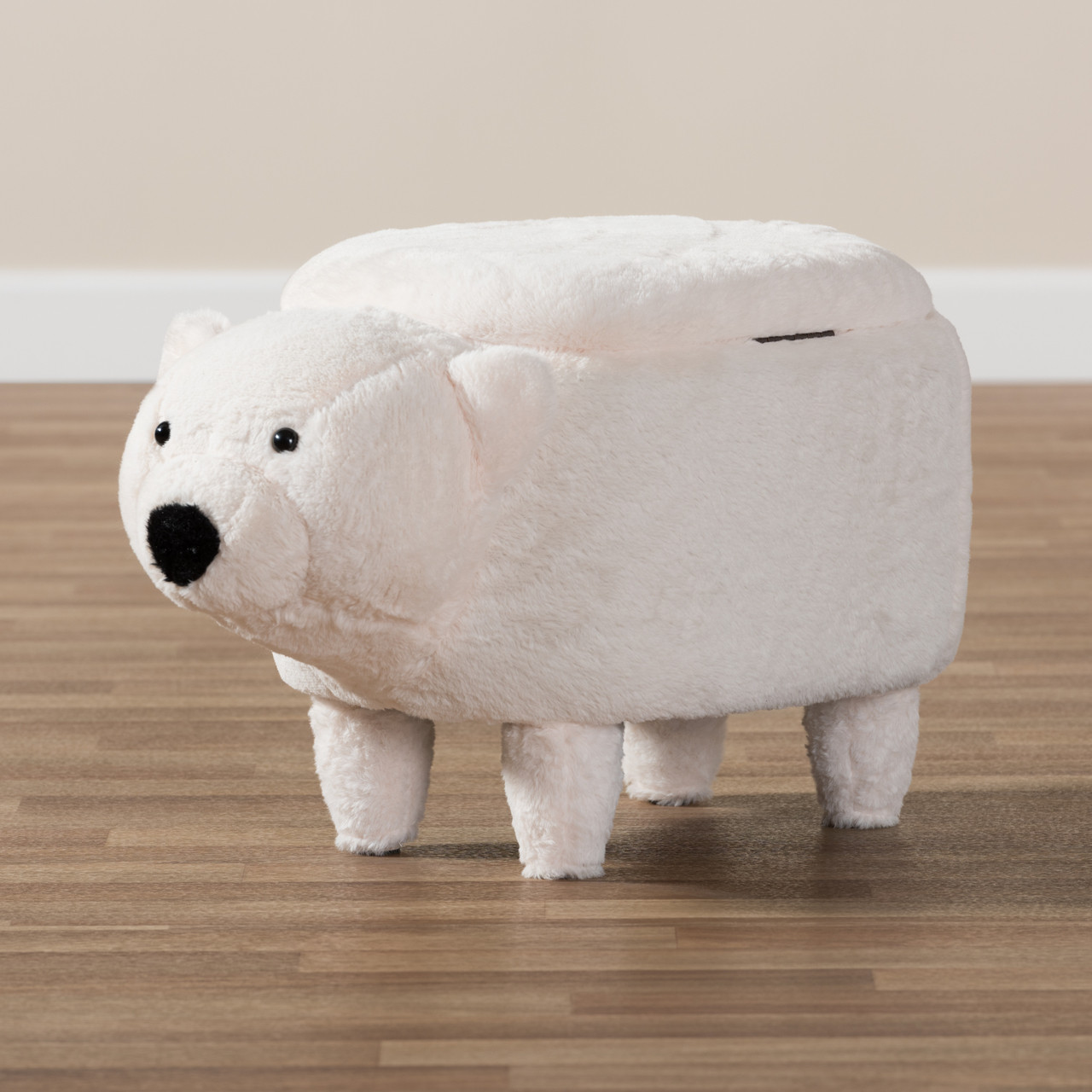 Baxton Studio Bjorn Contemporary Wool Upholstered Bear Storage Ottoman ...