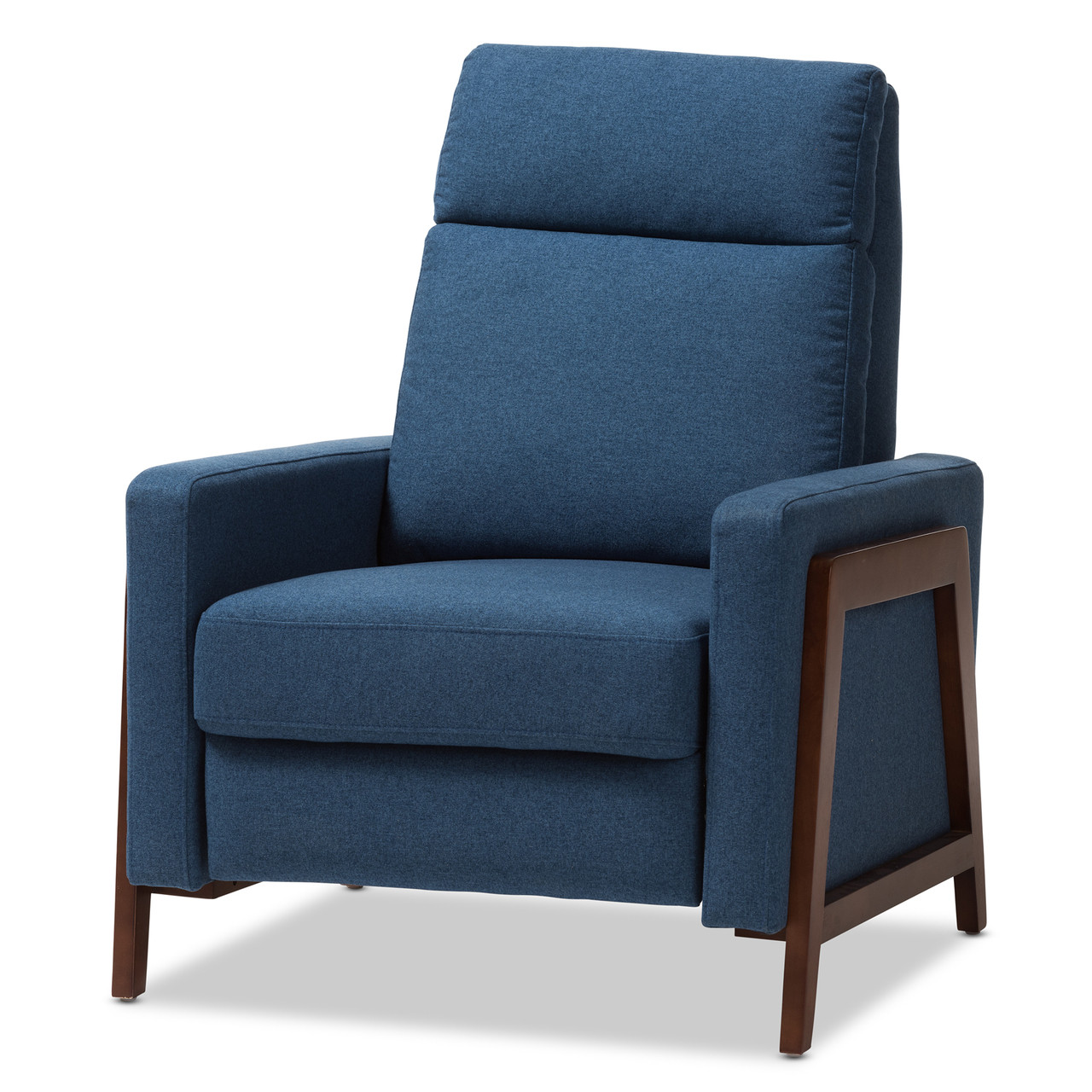 Baxton Studio Halstein Mid-century Modern Blue Fabric Upholstered ...