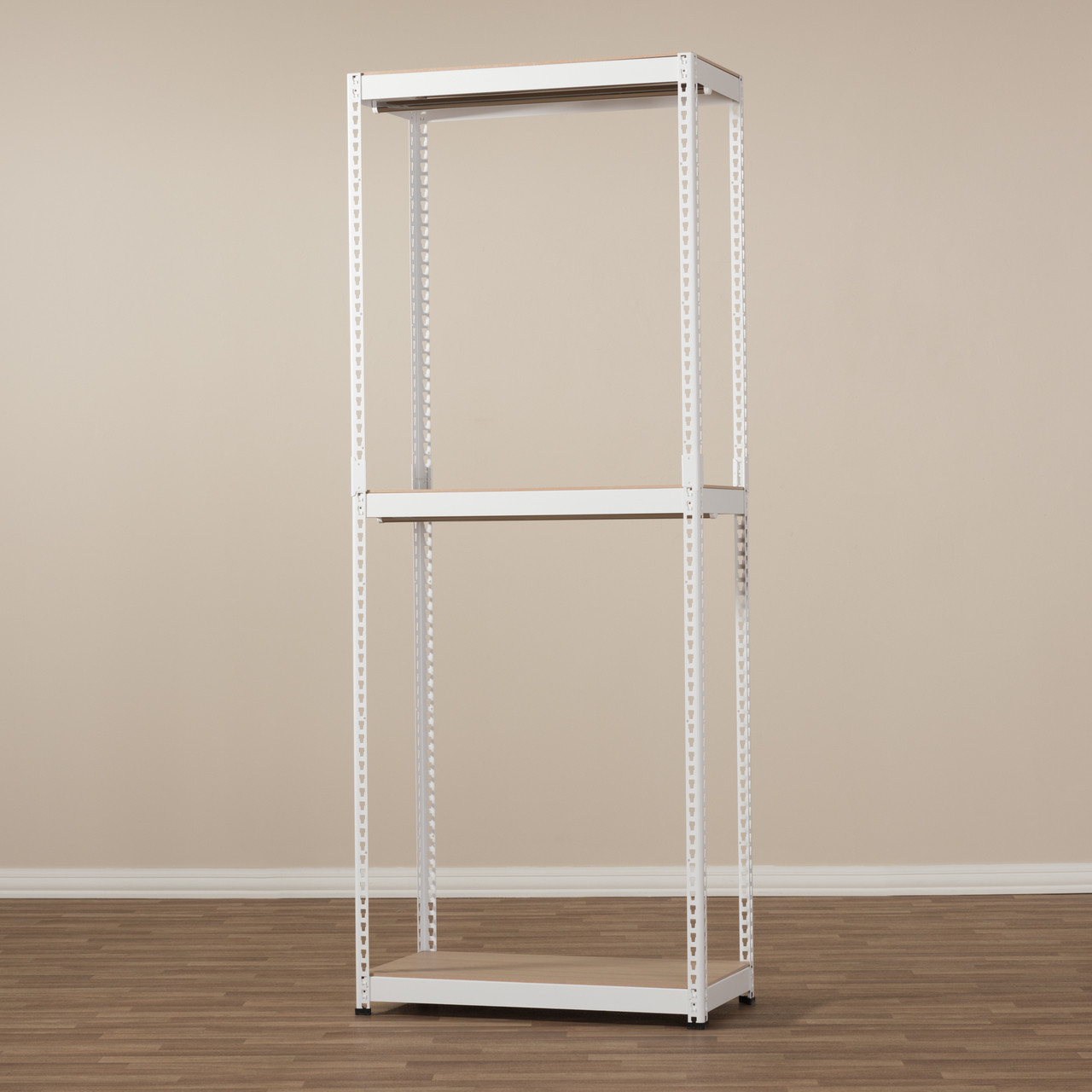 Baxton Studio Gavin White Metal 3-Shelf Closet Storage Racking ...