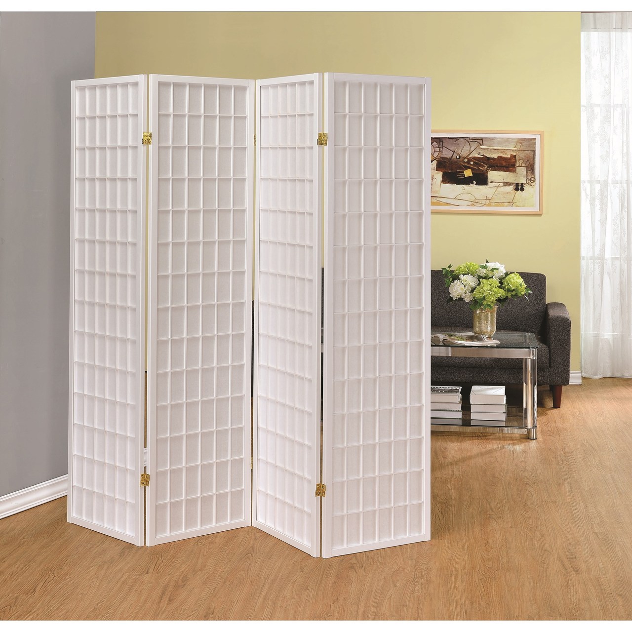 Coaster Tara Floor Screen in White - DealBeds.com