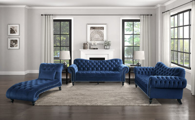 Homelegance Rosalie Collection 3-Piece Set in Navy Blue - DealBeds.com