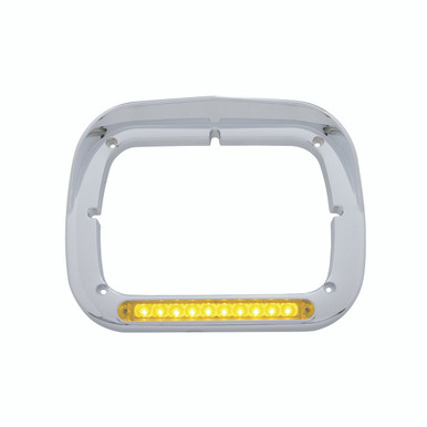 10 LED Single Headlight Bezel W/ Visor - Amber Led/Amber Lens