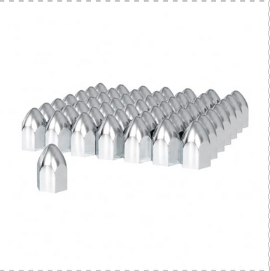 1-1/2" X 2-3/4" Chrome Plastic Bullet Nut Covers Push-On (60-Pack)