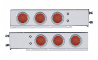 3-3/4" Bolt Pattern Chrome Spring Loaded Light Bar With 6X 12 Red LED 4 ...
