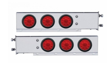 3-3/4" Bolt Pattern Chrome Spring Loaded Light Bar With 6X 4" 10 Red ...