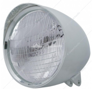 Motorcycle Chrome "Chopper" Headlight With Smooth Visor 6014 Bulb