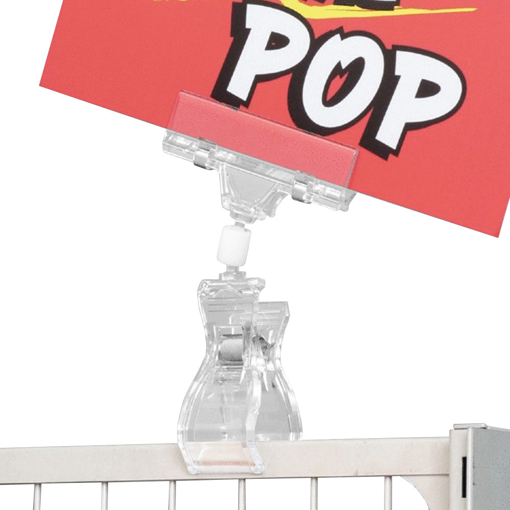 4" ClearClip Clip On Sign Holder with knuckle - Clear - Retail Supplies ...