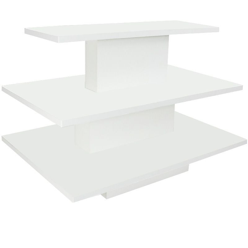 White Melamine 3 Tier Rectangular Display Table - Retail Supplies by WR ...