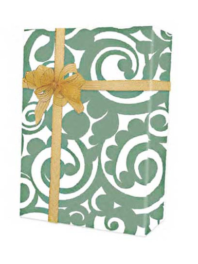 24" x 200' Sage Scroll Gift Wrap - Retail Supplies by WR Display ...