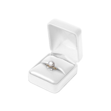 White Hinged Clamshell Ring Box - Retail Supplies by WR Display & Packaging