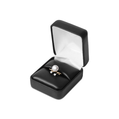 Black Hinged Clamshell Ring Box - Retail Supplies by WR Display & Packaging