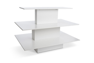White Melamine 3 Tier Rectangular Display Table - Retail Supplies by WR ...