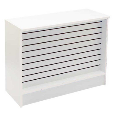 48" White Economy Wrap Counter with Slatwall Front - Retail Supplies by ...