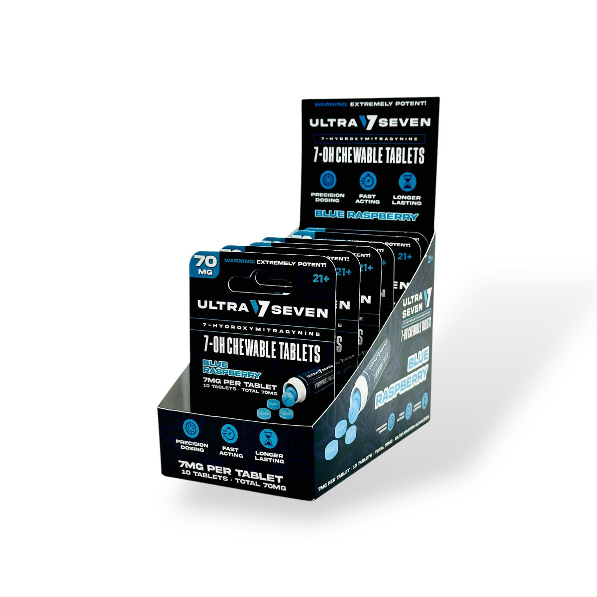 7-Oh Chewable Tablets Blue Raspberry 70mg - Daily Wellness Support
