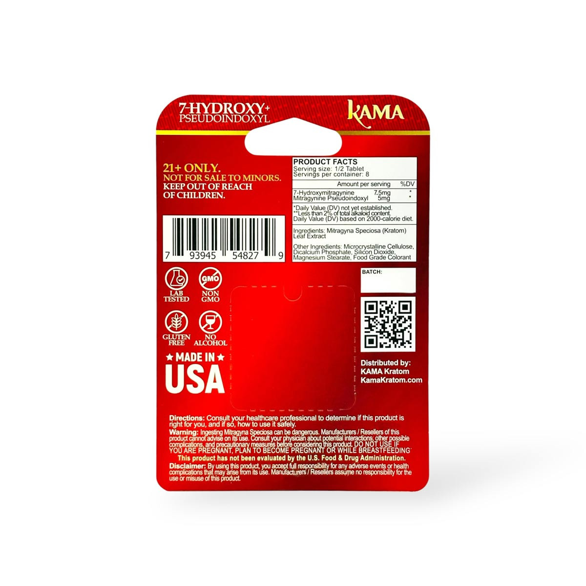 Kama 7-Hydroxy + Pseudo Chewable Tablets Natural 25mg | Lab-Tested ...