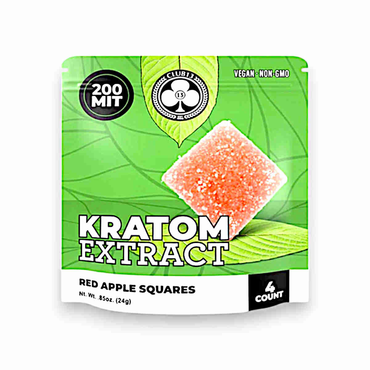 Club 13 Kratom Extract Gummies Red Apple Squares