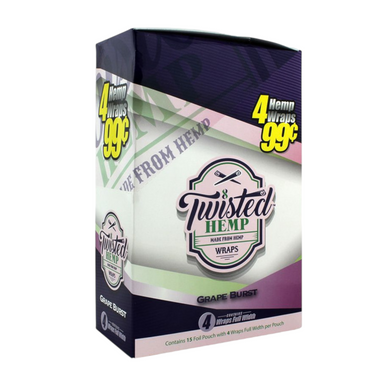 Twisted Hemp Wraps - Grape Burst Flavored - 4ct Pack