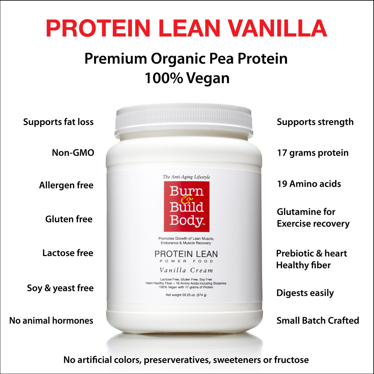 Protein Lean Vanilla Powder - Organic Pea Protein - Low Calorie, High ...