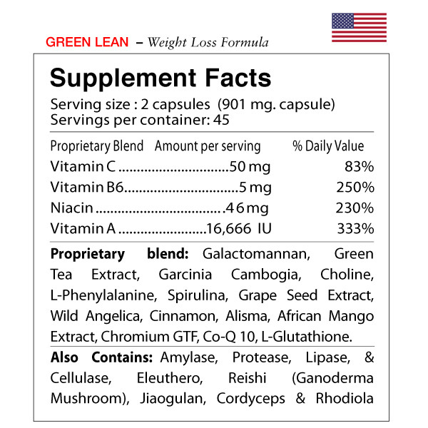 Green Lean Weight Loss Formula APPETITE CONTROL