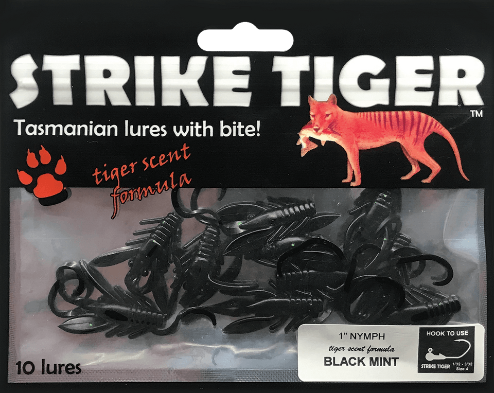 Strike Tiger 1" nymph - BLACK MINT (10 pack)