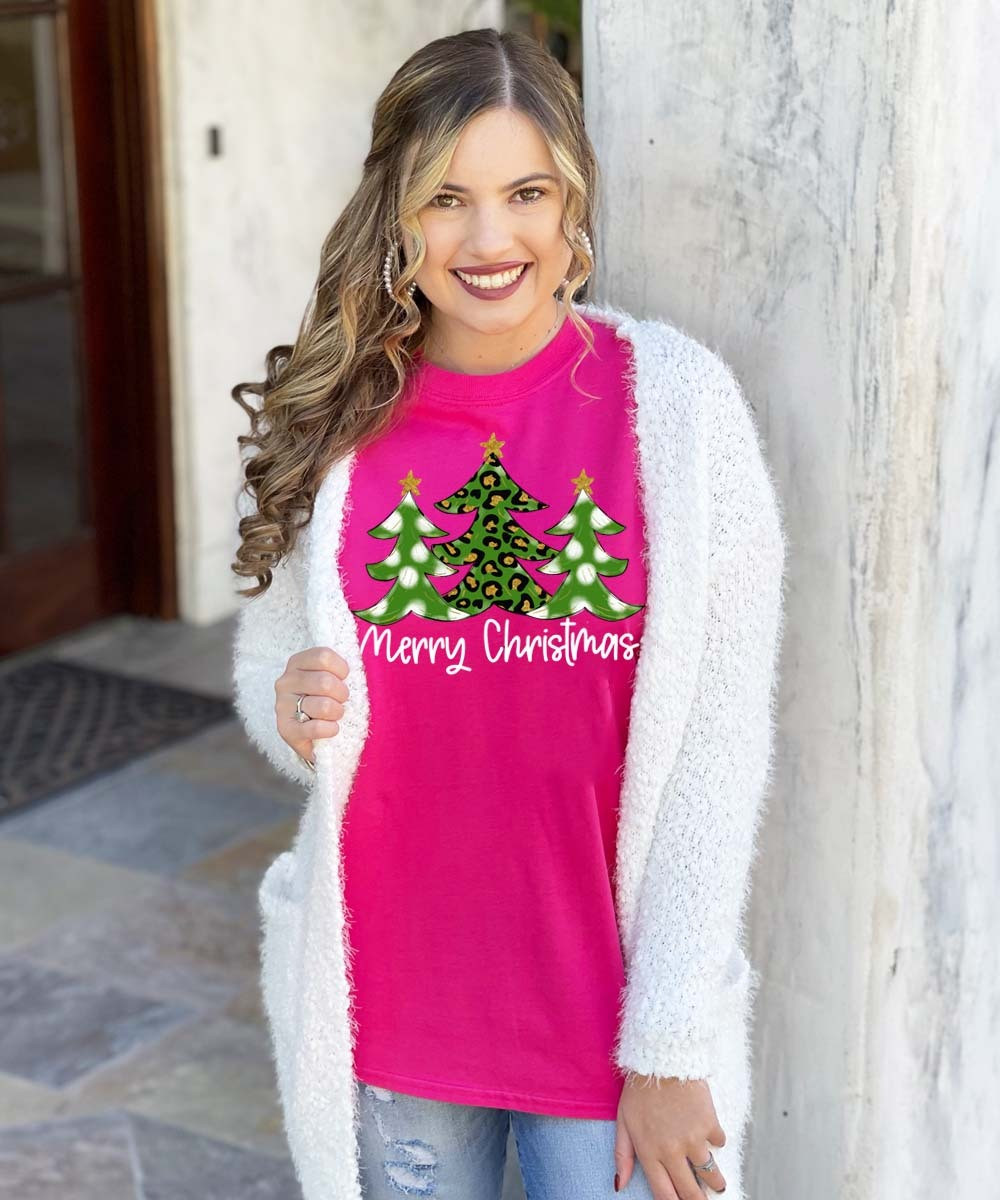 Monogrammed Leopard Christmas Trees Shirt