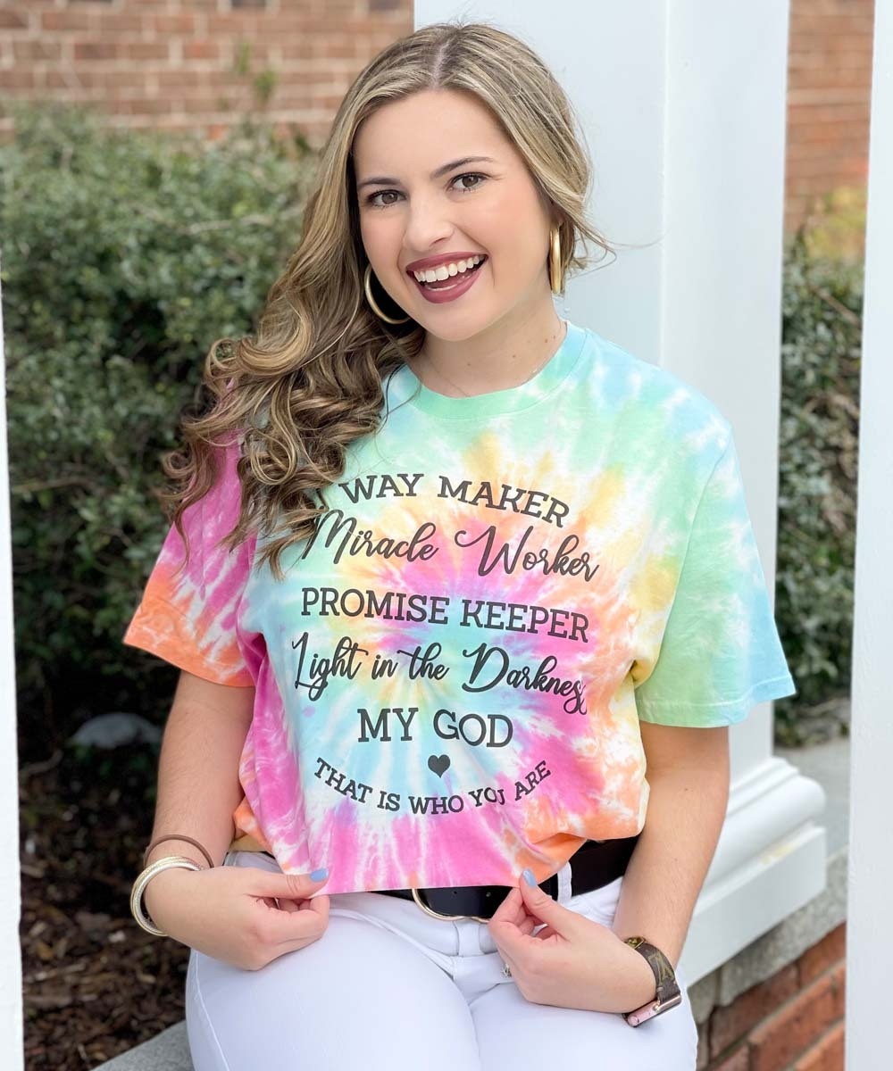 Faith Tie-Dye Tee - Pastel Rainbow