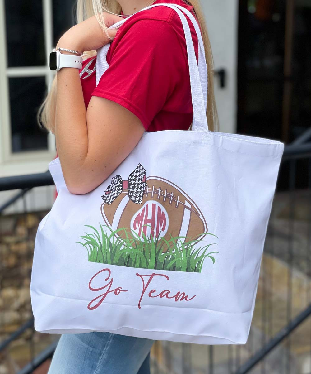 Monogrammed Football Tote Bag